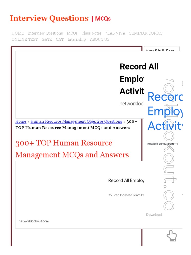 300+ TOP Human Resource Management MCQs and Answers 2023 | PDF | Human ...
