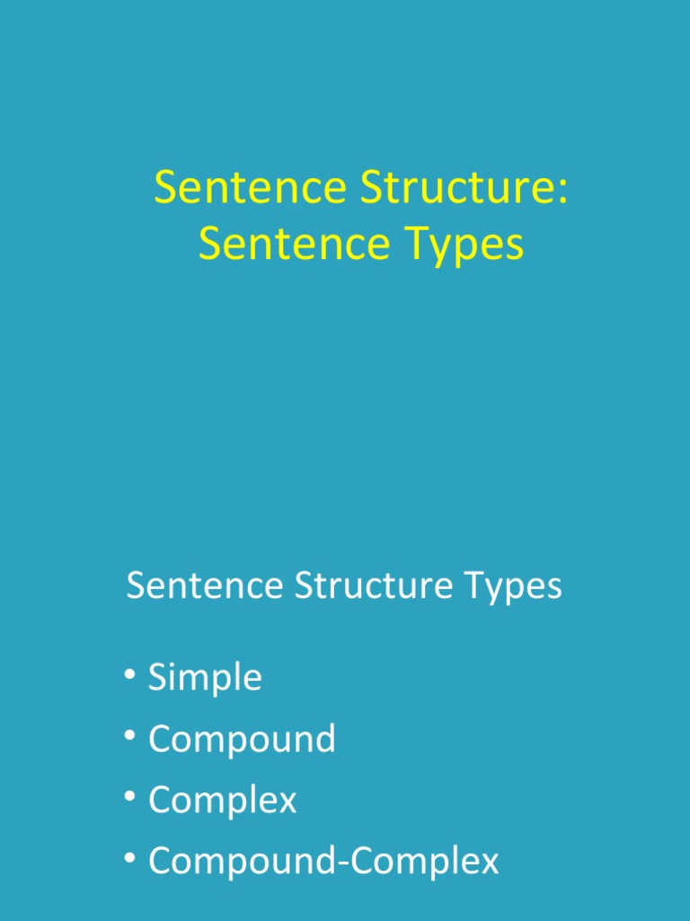 Sentence Structure Sentence Types Sentence Structure Types Simple ...