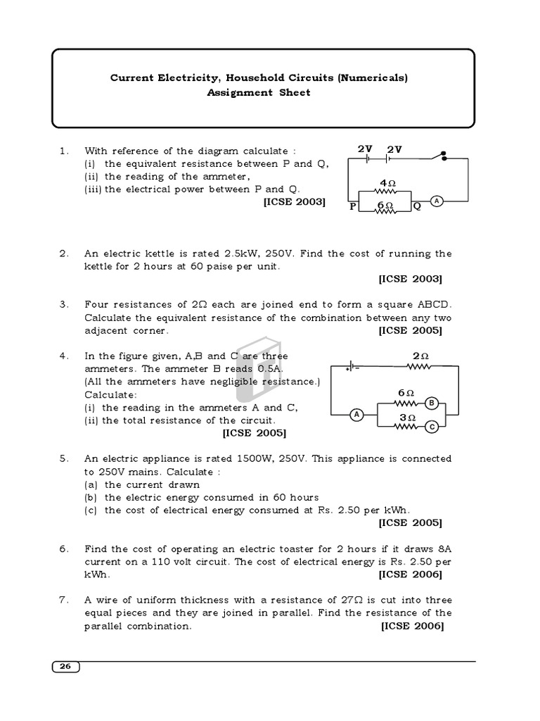 Current Elec, Electric Power, Ele Magnetism Numericals Part III (26-31) | PDF | Voltage | Resistor