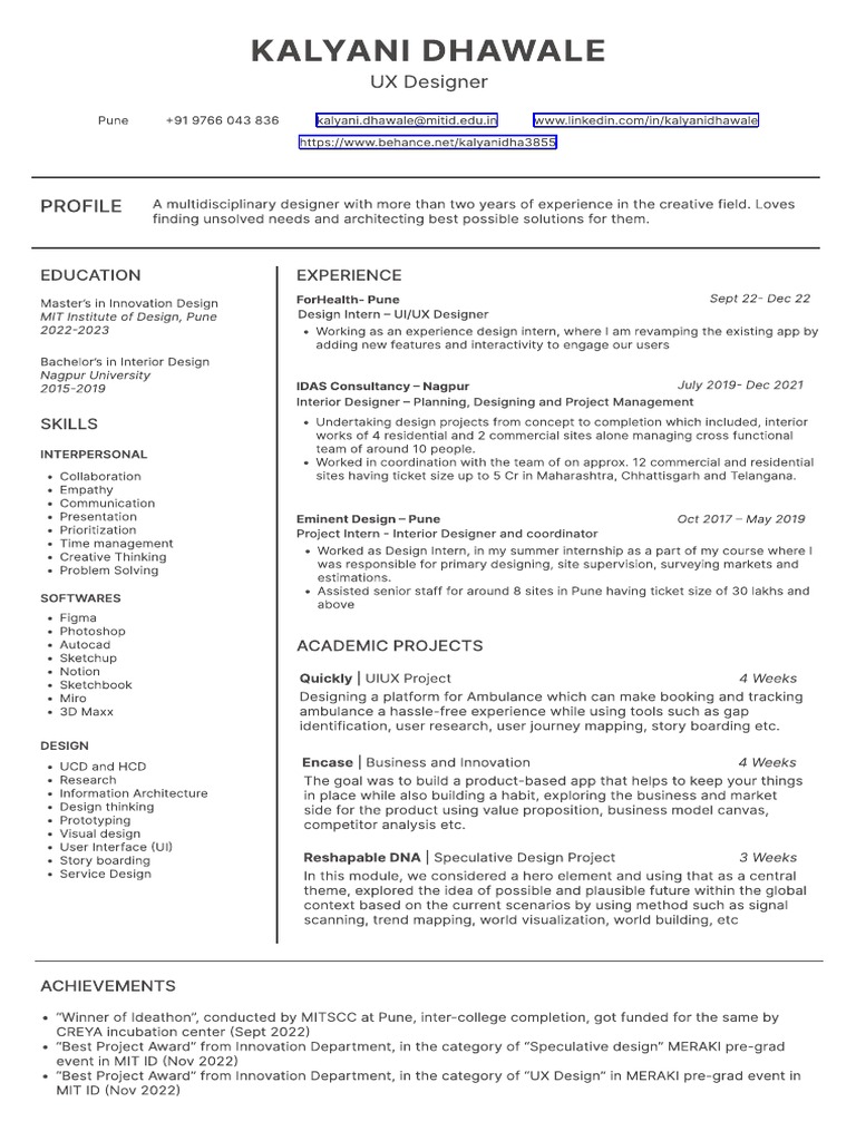 Kalyani Resume | Download Free PDF | Computing | Design