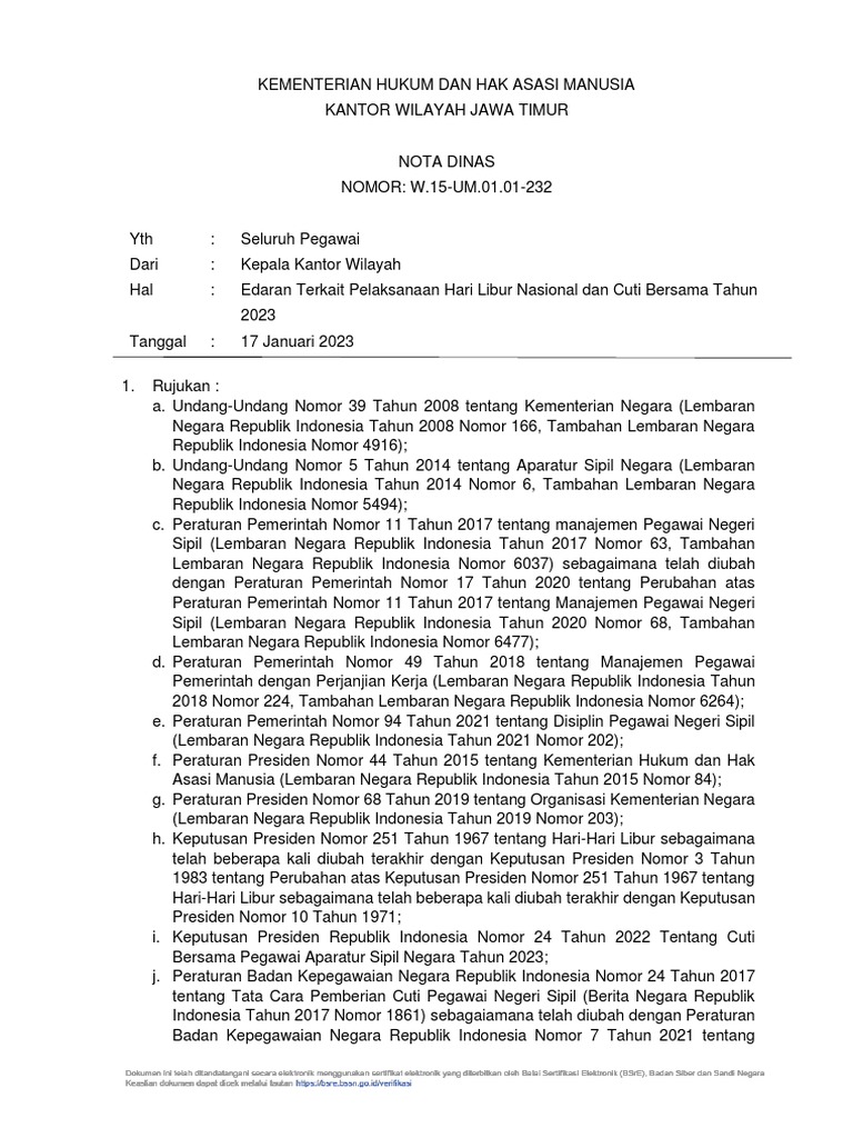 Nodin Cuti Bersama 2023 | PDF