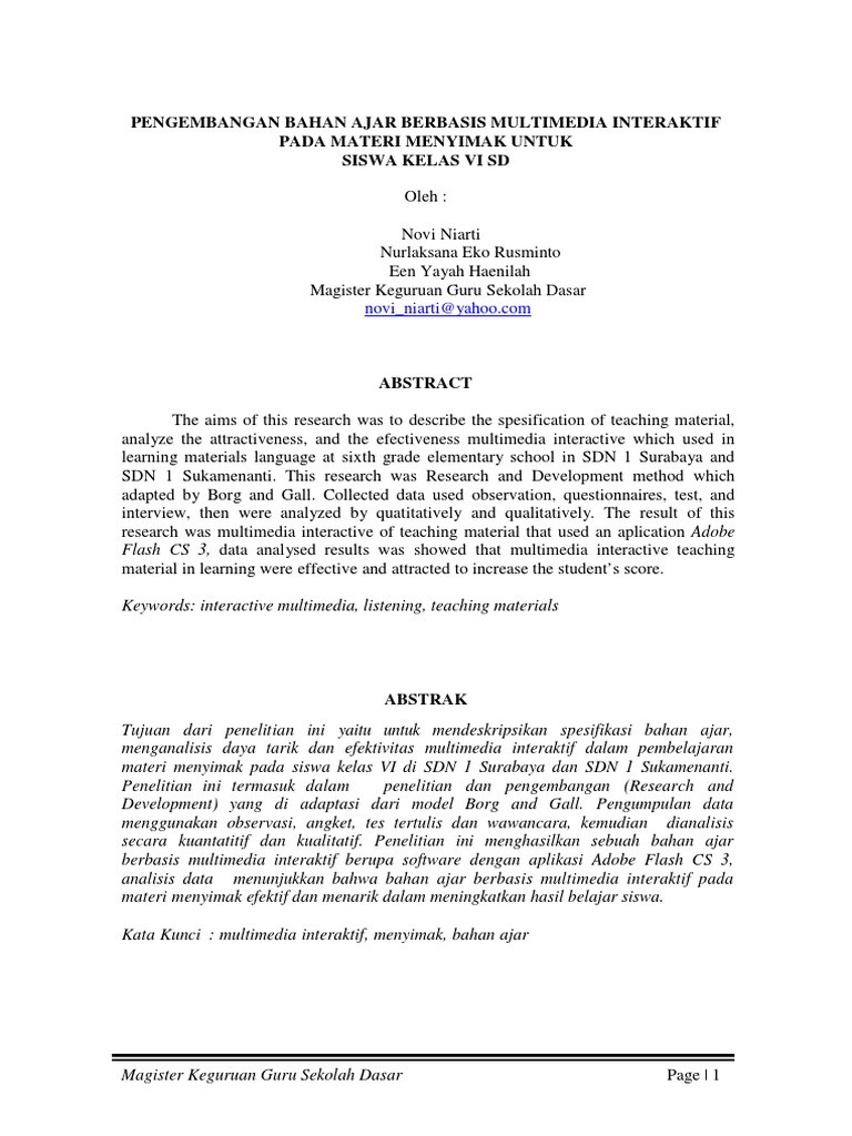 Pengembangan Bahan Ajar Berbasis Multimedia Interaktif | PDF