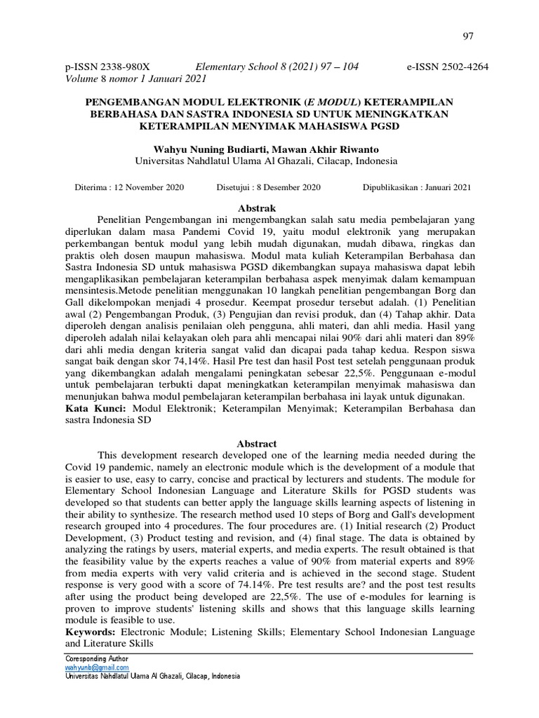 Pengembangan Modul Elektronik (E Modul) Keterampilan | PDF