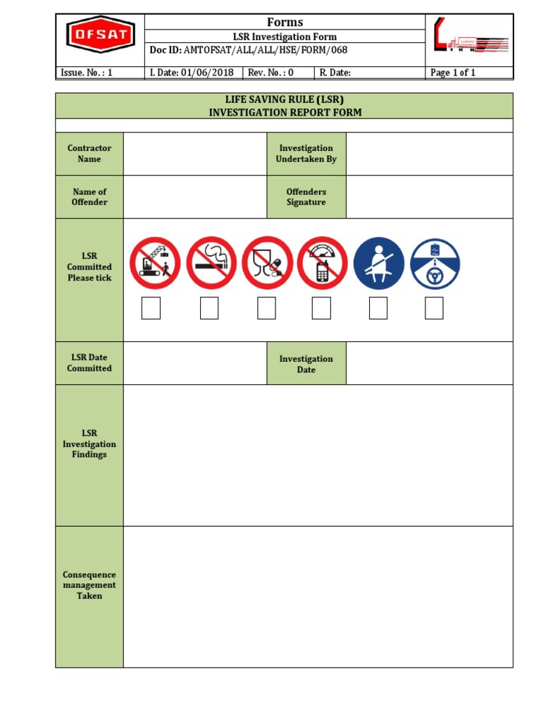 Form No 68 LSR Investigation Form | PDF