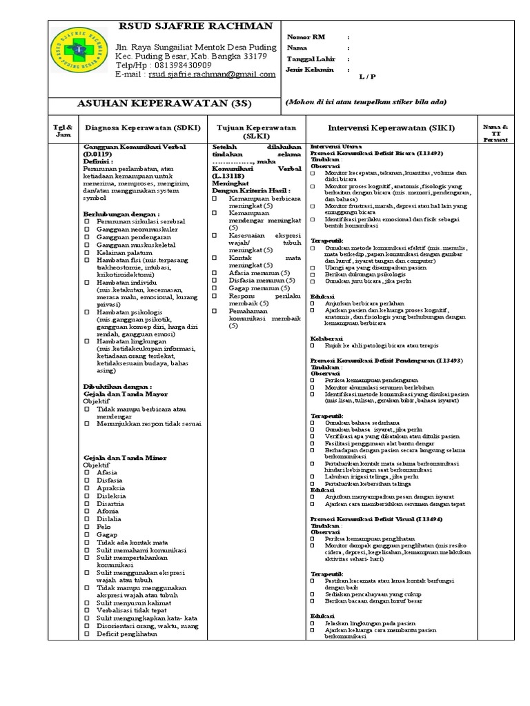Askep Standar Ppni 2022 Gangguan Komunikasi Verbal | PDF