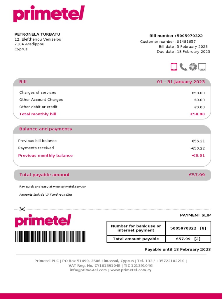 Primetel Mybill 5005970322 | PDF | Payments | Debit Card