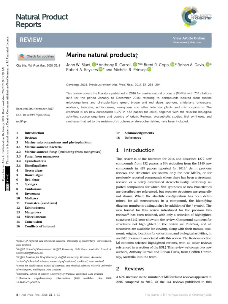 Natural Product Reports: Review | PDF | Natural Products | Chemistry