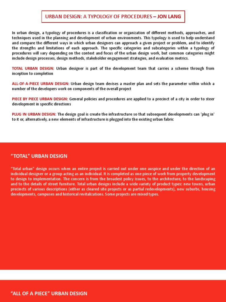 Urban Design Procedures Typology | PDF | Urban Design | Urban Planning