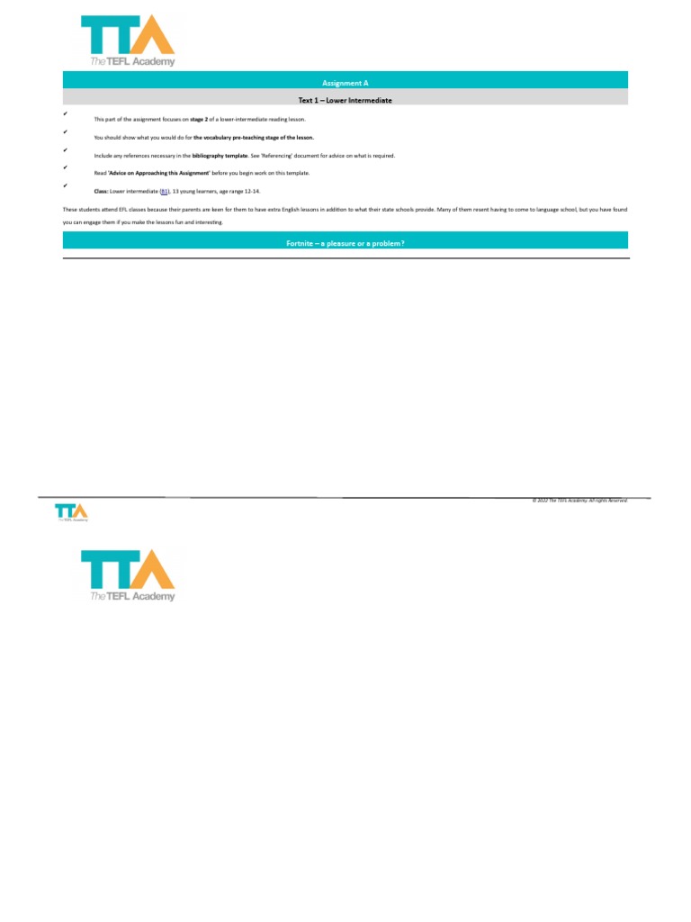 AssignmentA Step1 Text1-LowerIntermediate Template | PDF