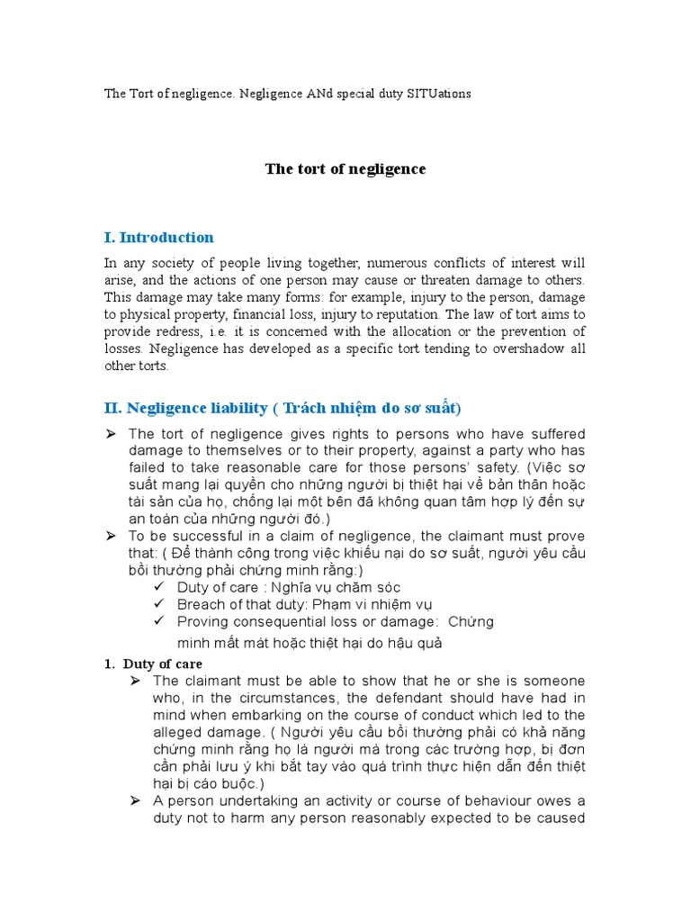 The Tort of Negligence | PDF