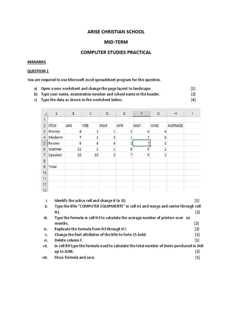 Computer Studies Practical | PDF | Worksheet | Spreadsheet