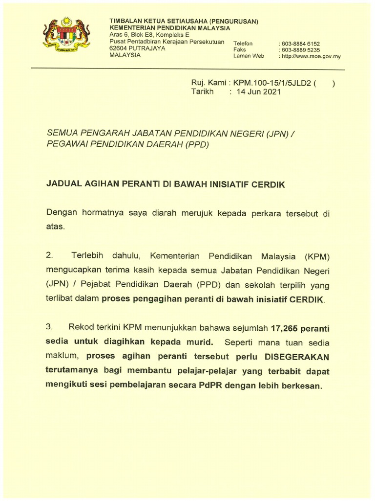 Surat KPM CERDIK Latest | PDF
