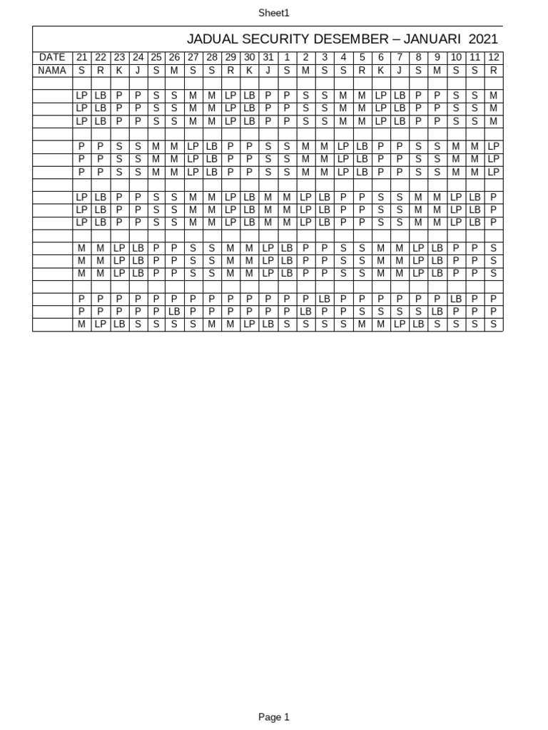 Jadwal Manual Security | PDF