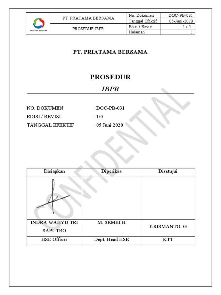 DOC-PB-031 Prosedur IBPR | PDF
