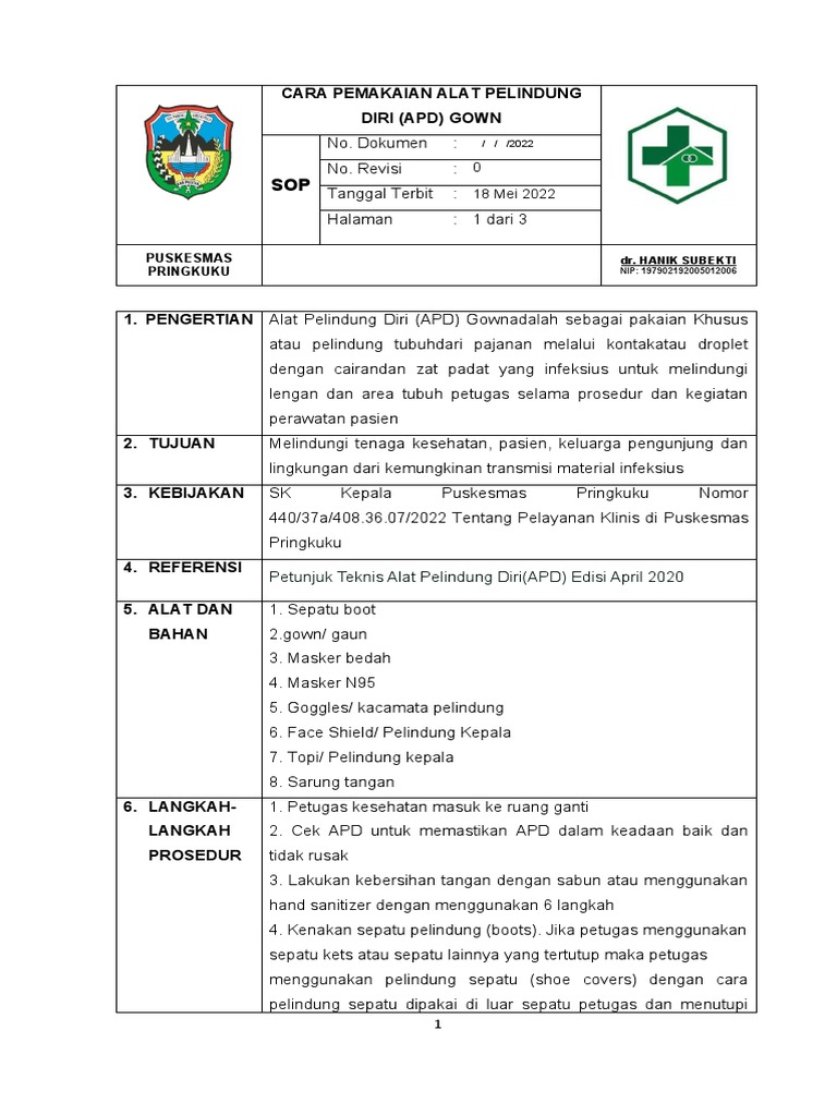 SOP Penggunaan Apd | PDF