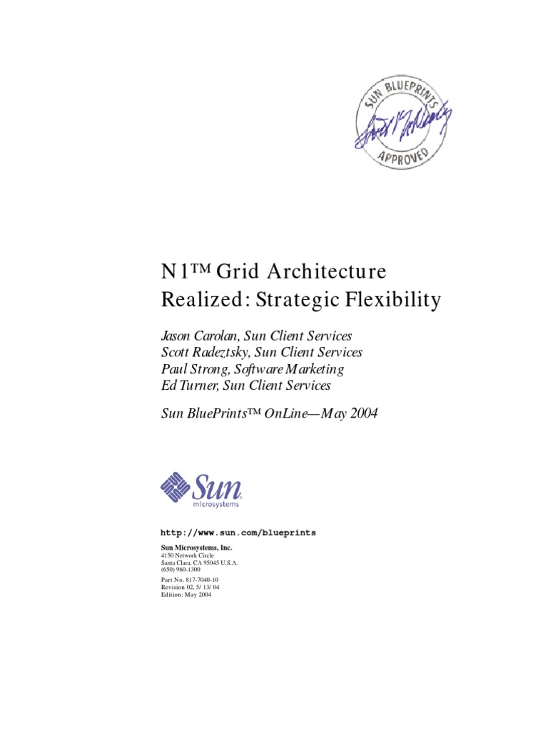 N1™ Grid Architecture Pdf Grid Computing Use Case