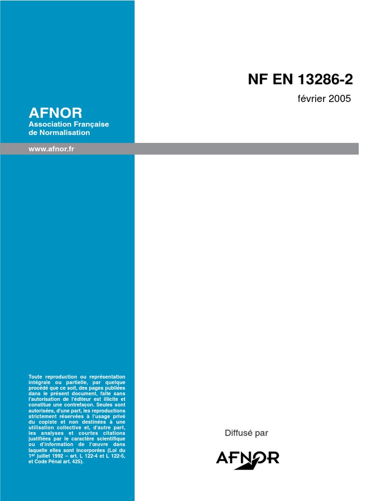 NF en 13286-2 - 2005 | PDF