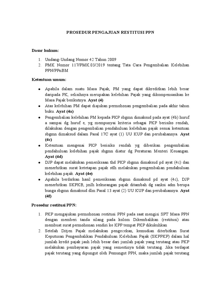 Prosedur Pengajuan Restitusi PPN | PDF