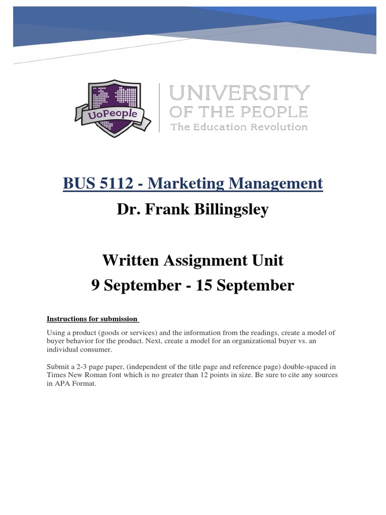 BUS 5112 - Marketing Management-Written Assignment Unit 2 | PDF | Consumer Behaviour | Behavior