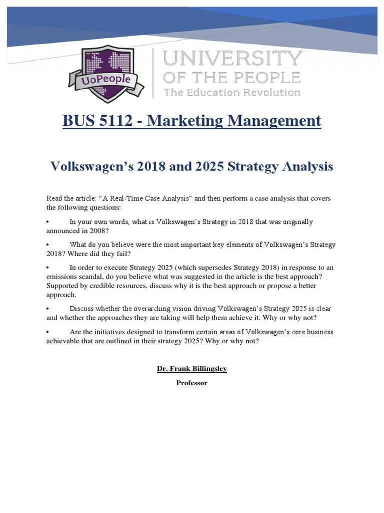 BUS 5112 - Marketing Management-Written Assignment Unit 3 | PDF | Volkswagen | Car