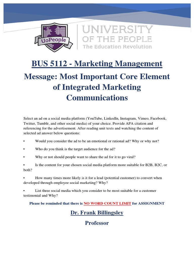 BUS 5112 - Marketing Management-Written Assignment Unit 6 | PDF | Marketing | Popular Culture ...