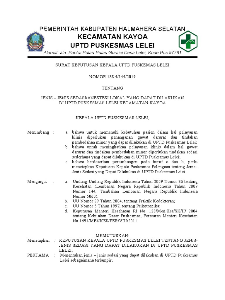SK Jenis-Jenis Anestesi Lokal Dan Sedasi | PDF