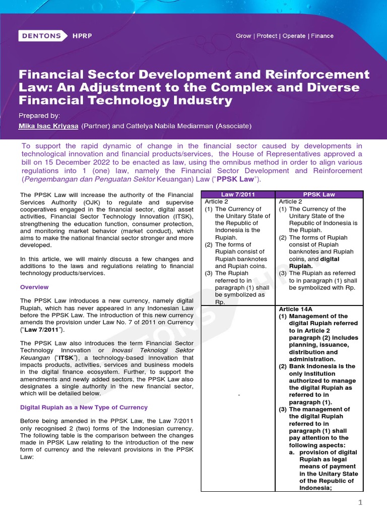 Dentons HPRP Financial Sector Development and Reinforcement Law | PDF ...