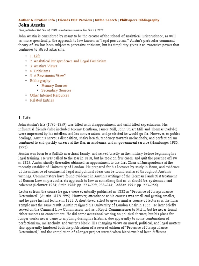 John Austin | Jurisprudence | Positivism