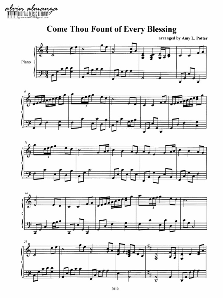 Come Thou Fount of Every Blessing (Potter) Piano | PDF