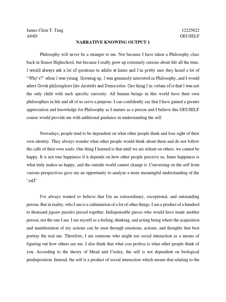 Narrative Knowing Output 1 | PDF | Cognition | Psychology