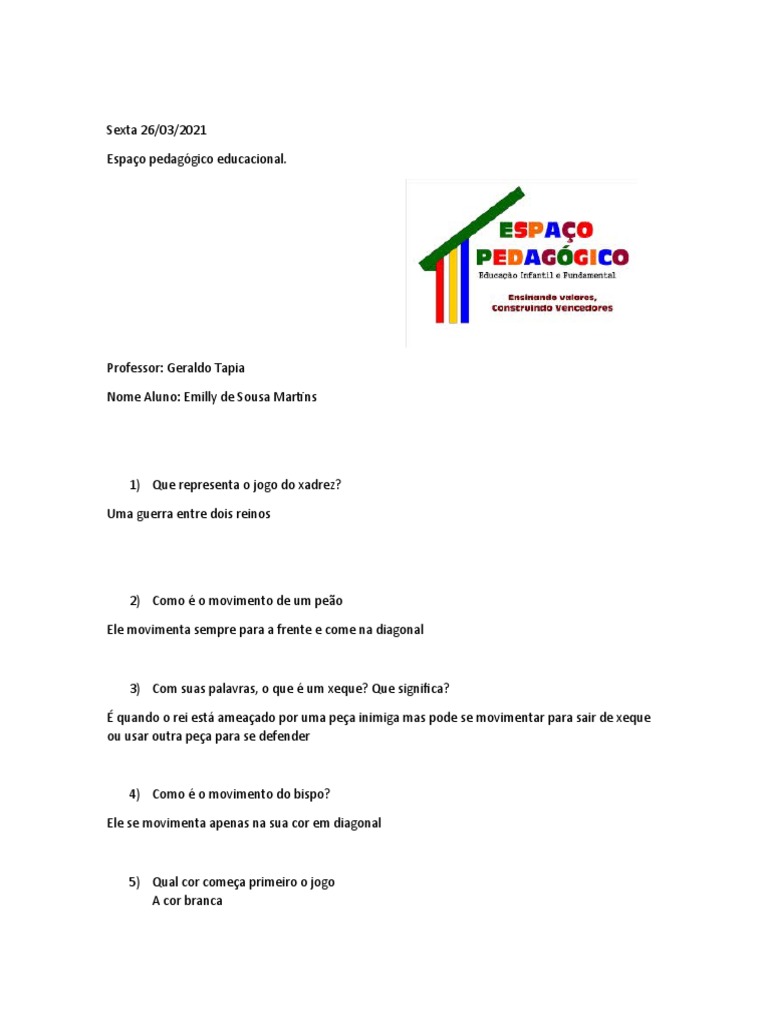 Prova de Xadrez | PDF