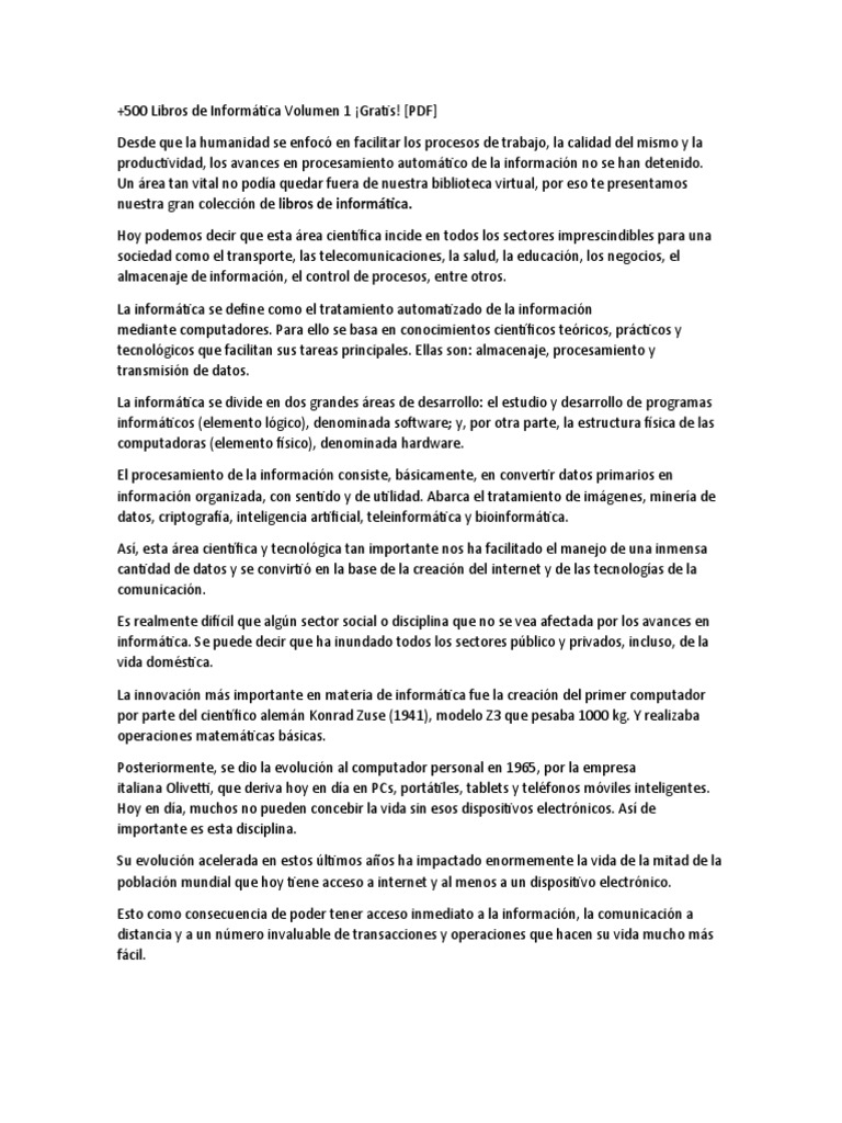 500 Libros de Informática Volumen 1 | PDF | Diseño gráfico | Microsoft ...