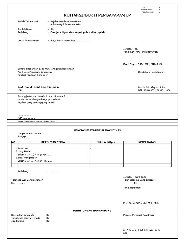 kwitansi Perjadin | PDF