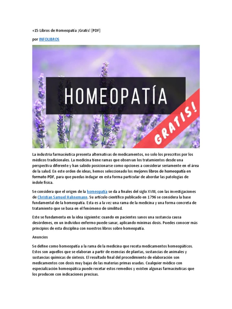 Libros sobre Homeopatía Gratis | PDF | Homeopatía | Ciencias de la Salud