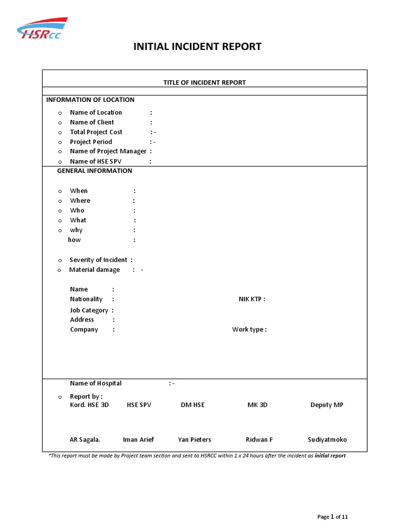 Contoh Incident Report Word PDF | PDF