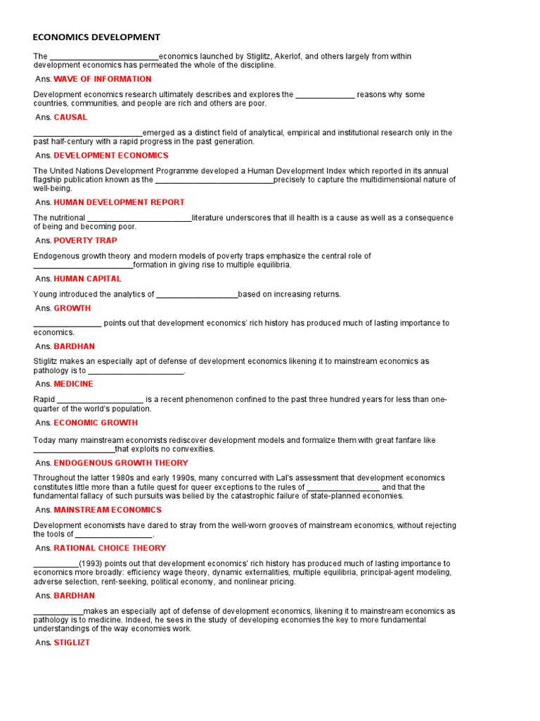 Development Economics: Understanding the Causal Reasons Behind Economic ...