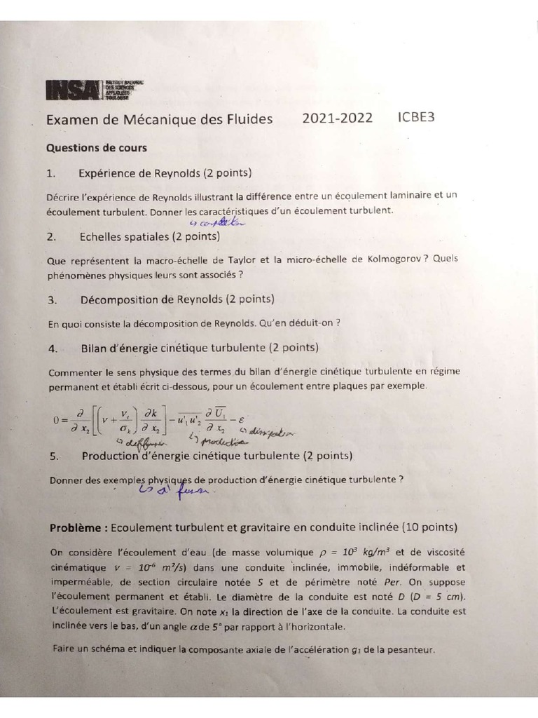 Mecanique Des Fluides 2022 | PDF