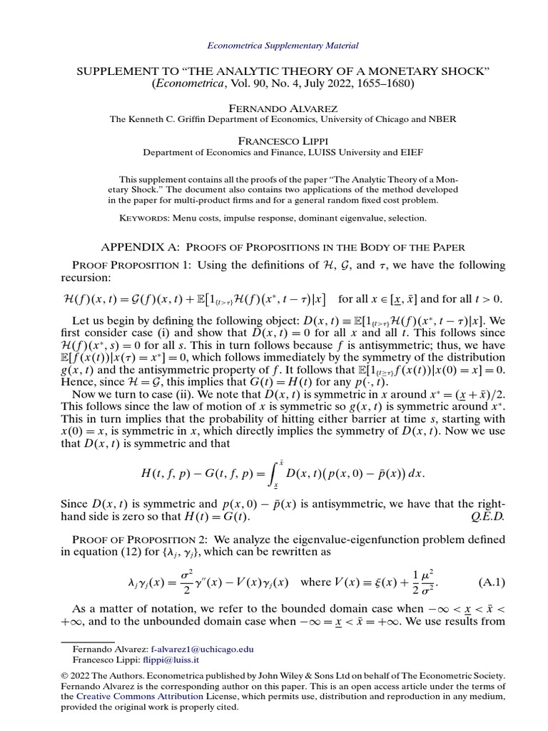 Econometrica - 2022 - Alvarez - The Analytic Theory of A Monetary Shock ...
