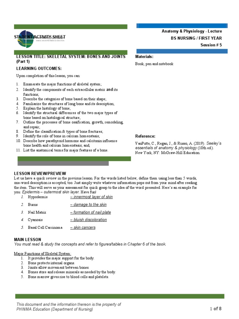 ANAPHY Lec Session #5 - SAS (Agdana, Nicole Ken) | PDF | Bone ...