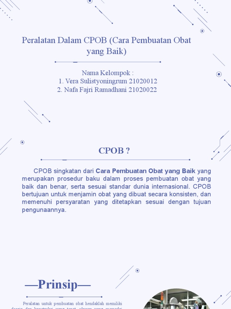 Peralatan Dalam CPOB | PDF