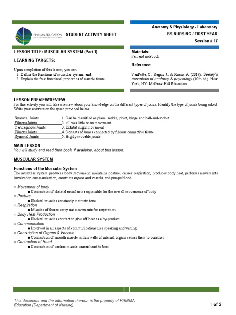Session #17 SAS - AnaPhy (Lab) | PDF | Skeletal Muscle | Cardiac Muscle