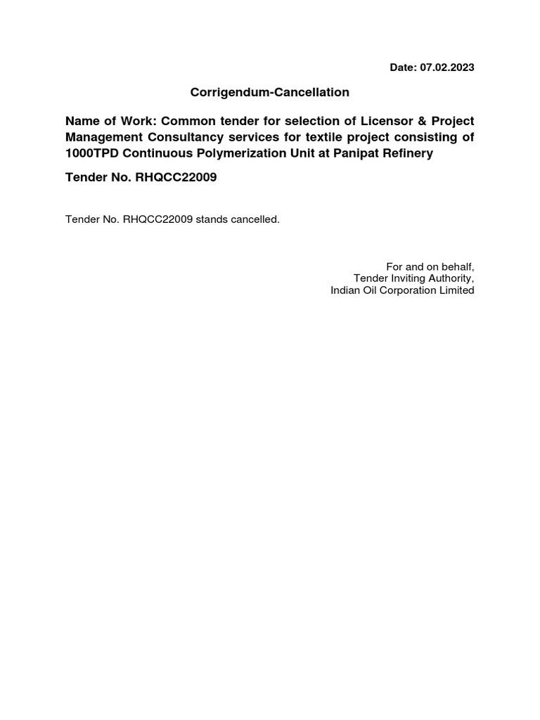 Corrigendum Cancellation | PDF