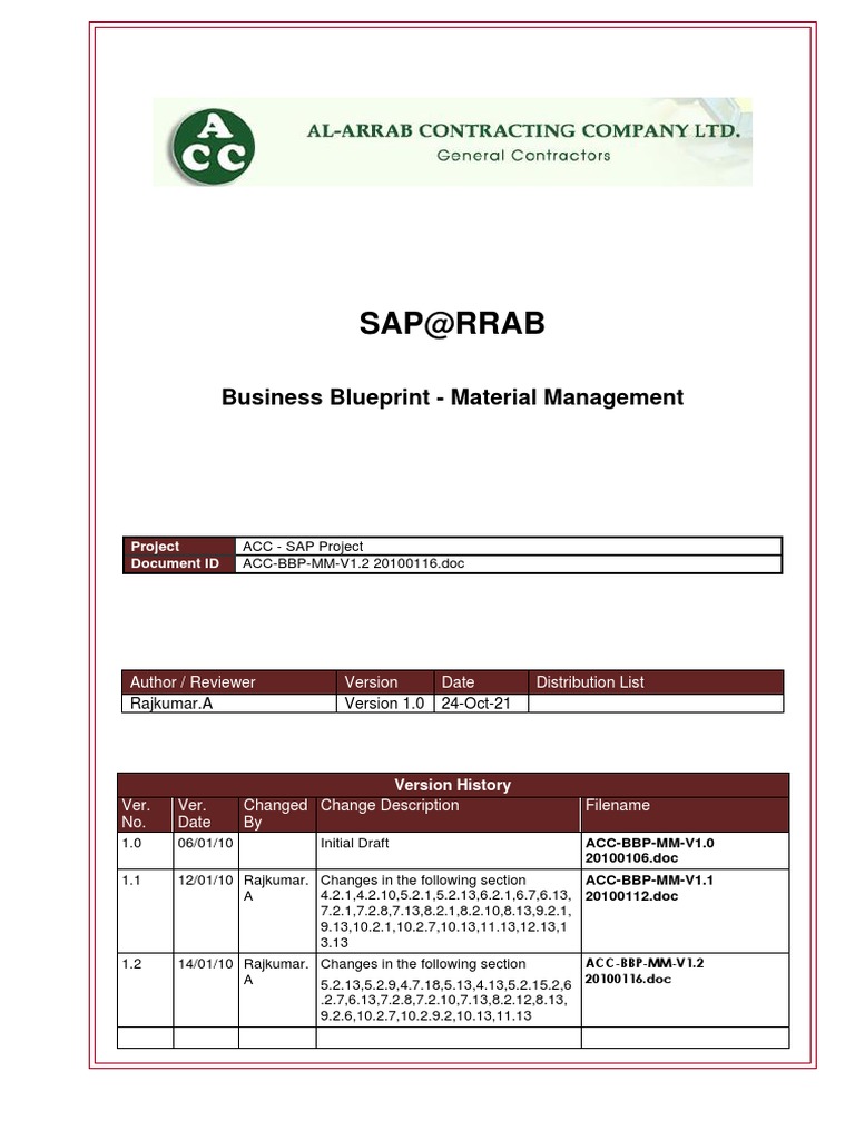 Sap MM BBP Sample For Contraction Company | PDF | Business Process ...