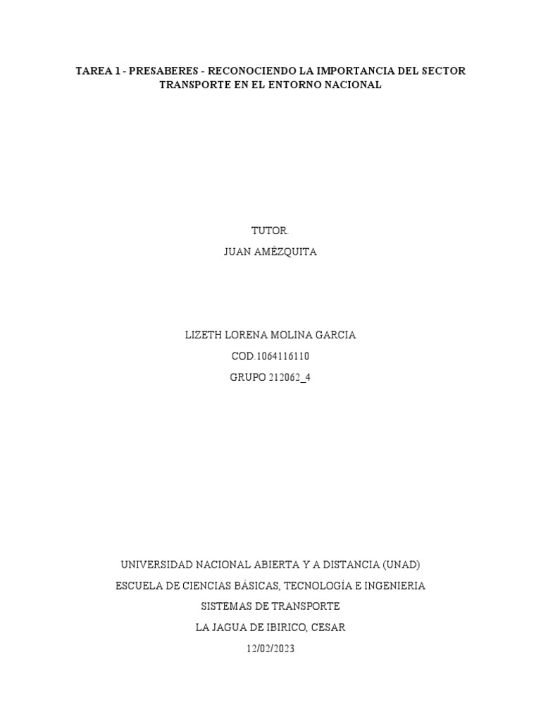 Lizeth Molina Pretarea 212050 5 | PDF | Transporte | Colombia