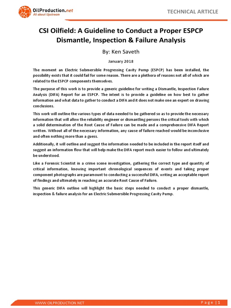 ESPCP Dismantle & Failure Analysis Guide | PDF | Pump | Wear