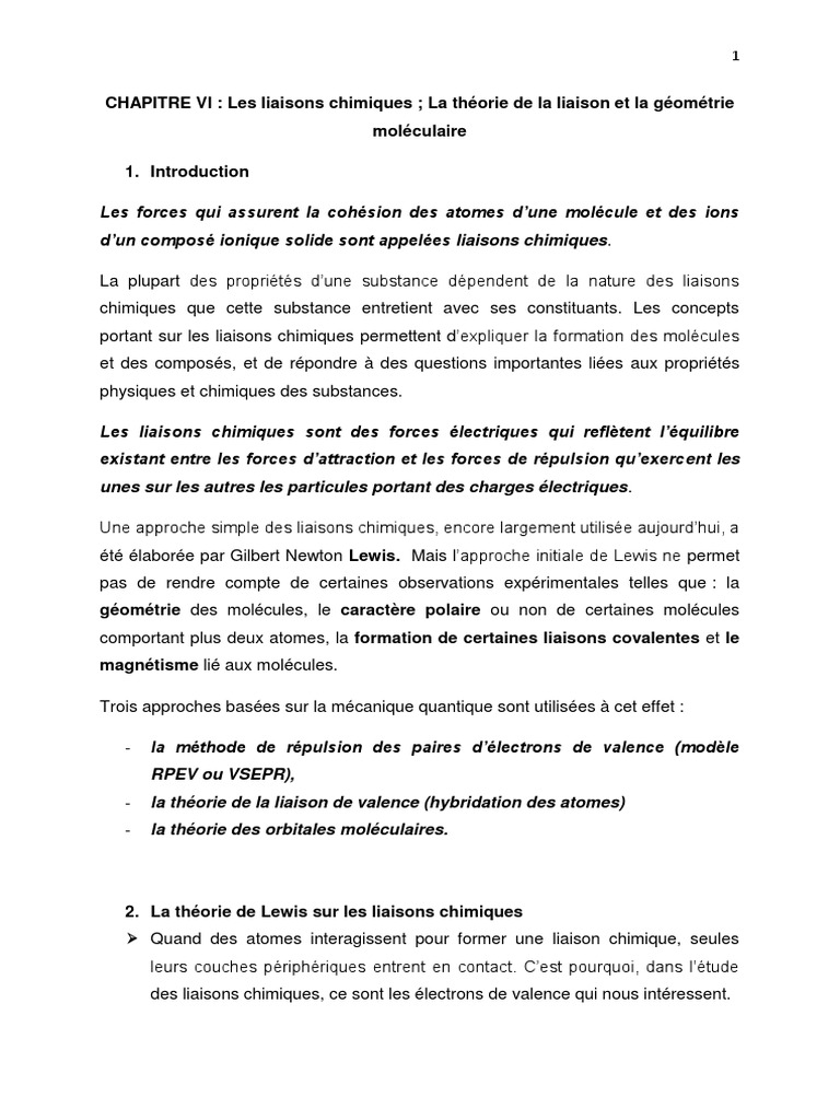 Types de liaisons chimiques et hybridation | PDF | Orbitale moléculaire ...