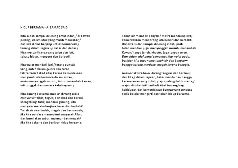 Hidup Bersama | PDF | Perjalanan | Puisi