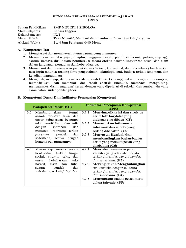 RPP Narrative Problem Based Learning - Rencana Aksi Nevri Ke 1 | PDF ...