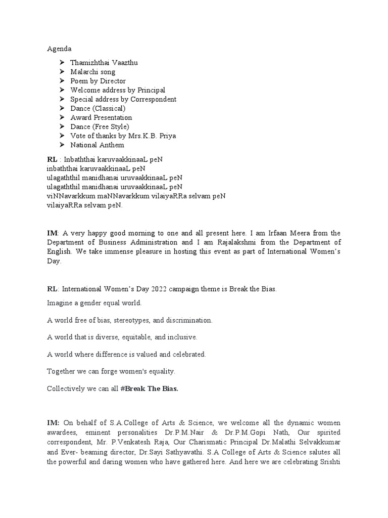 Compering Script | PDF