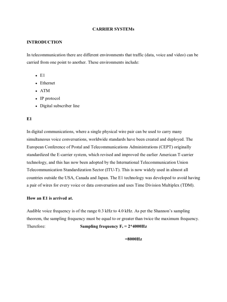Understanding E1 Technology in Telecom | PDF | Telecommunication ...